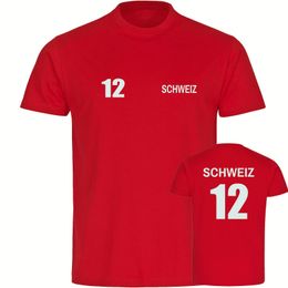 multifanshop® Kinder T-Shirt - Schweiz - Trikot 12 - Druck weiß