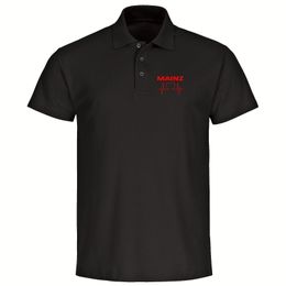 multifanshop® Poloshirt - Mainz - Herzschlag - Druck rot