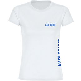 multifanshop Damen T-Shirt - Karlsruhe - Brust & Seite - Druck blau - Frauen