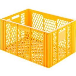 Euro Box Bäcker-Kasten, lebensmittelecht, Inhalt 79,8 L, durchbrochene Version, gelb-orange