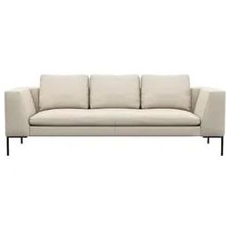 3-Sitzer FLEXLUX "Loano, superbequemer Sitzkomfort durch Kaltschaum im Sitz" Sofas Gr. B/H/T: 238cm x 86cm x 106cm, Echtleder, weiß (warm weiß) modernes Sofa, frei im Raum stellbar, lose Kissen