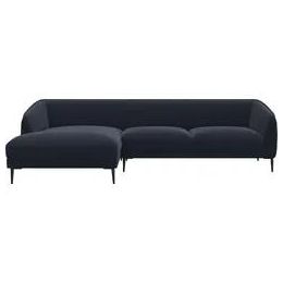 Ecksofa FLEXLUX "Belle Designsofa, L-Form, B/T 288/149 cm" Sofas Gr. B/H/T: 288cm x 74cm x 149cm, Velvet, Chaiselongue links, blau (royal blau) Skandinavisches Design, In hochwertiger Verarbeitung