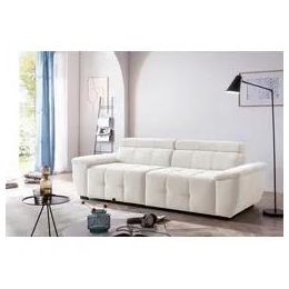 Big-Sofa exxpo - SOFA FASHION "exxpo MAVERICK, weicher Bezugstoff, hoher Sitzkomfort" Sofas Gr. B/H/T: 240cm x 80cm x 107cm, Struktur weich, beige inkl. verstellbare Kopfstützen, aufwendige Detailverarbeitung