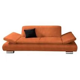 2-Sitzer Max Winzer "Toulouse modern und bequem, aktuelles Design, hoher Sitzkomfort" Sofas Gr. B/H/T: 190cm x 75cm x 89cm, Microvelours, braun (cognac) mit klappbaren Armlehnen, Breite 190 cm