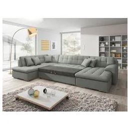 Wohnlandschaft Trendmanufaktur "Rave II, toller Sitzkomfort, auswendige Detailverarbeitung" Sofas Gr. B/H/T: 323cm x 77cm x 202cm, Struktur, Recamiere rechts, mit Bettfunktion, grün (khaki) wahlweise mit Bettfunktion, U-Form