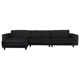 Ecksofa furninova "Samba schön bequem und hochwertig verarbeitet" Sofas Gr. B/H/T: 353cm x 74cm x 163cm, Velours, Recamiere links, ohne Bettfunktion, blau (antracit) mit toller Kedernaht, im skandinavischen Design, L-Form