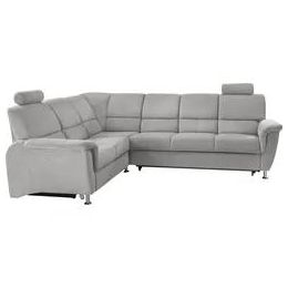 Ecksofa Home Affaire "Pisa L-Form" Sofas Gr. B/H/T: 271 cm x 95 cm x 224 cm, Struktur, Bettfunktion rechts, grau mit Bettfunktion und Bettkasten