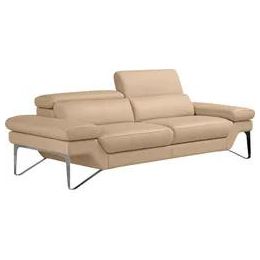 2,5-Sitzer Egoitaliano "Princess, Designsofa und super bequem, tolle Detailverarbeitung" Sofas Gr. B/H/T: 236 cm x 95 cm x 108 cm, Leder BULL, inkl. verstellbarer Kopfteile, beige (champagner) inkl. verstellbarer Kopfteile