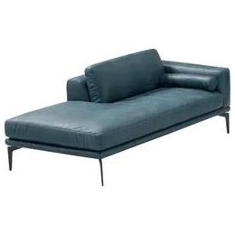 Ottomane Egoitaliano "Masu, Design trifft super Sitzkomfort, mit toller Detailverarbeitung" Sofas Gr. B/H/T: 182cm x 95cm x 97cm, Leder BULL, Armlehne rechts, blau (ozeanblau) Rückenkissen und Armteilrolle für mehr Komfort, mit Metallfüßen