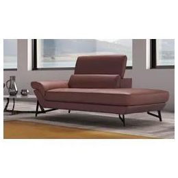 Ottomane Egoitaliano "Narcisa, Designsofa" Sofas Gr. B/H/T: 174 cm x 96 cm x 110 cm, Leder BULL, Ottomane rechts, braun (chocolate) mit verstellbarer Kopfstütze, Solitärmöbel als Blickfang