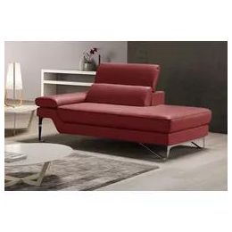 Ottomane Egoitaliano "Princess, elegantes Designsofa mit erstklassigem Sitzkomfort" Sofas Gr. B/H/T: 177 cm x 95 cm x 108 cm, Leder CAREZZA, Armlehne links, rot (burgundy) inkl. verstellbarem Kopfteil und edle Designmetallfüße