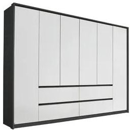 Drehtürenschrank Rauch "Mainz mit Passepartout" Schränke Gr. B/H/T: 275 cm x 212 cm x 58 cm, Ohne Beleuchtung, 6 St., grau (graumetallic, alpinweiß) optional mit Beleuchtung, Außentüren Push-to-Open Funktion