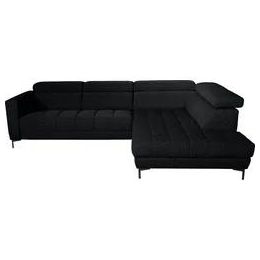 Ecksofa Alina "Bahira" Sofas Gr. B/H/T: 306cm x 105cm x 222cm, Struktur TAT, Ottomane rechts, schwarz (schwarzgrau tat 10) Inkl. Rückenlehnen- und Sitztiefenverstellung, Breite 306 cm