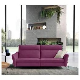 2-Sitzer Egoitaliano "Gaia, modern, elegant und super komfortabel mit hoher Rückenlehne" Sofas Gr. B/H/T: 220cm x 96cm x 93cm, Luxus-Microfaser BLUSH, pink (fuchsia) erstklassiger Sitzkomfort, Inkl. 2 Relaxfunktionen, mit Designfuß