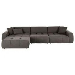 Ecksofa 3C Candy "Yoshy L-Form" Sofas Gr. B/H/T: 378cm x 74cm x 200cm, Struktur, Longchair links, schwarz Zwei verschiedene Sitztiefen durch verstellbare Rückenlehne