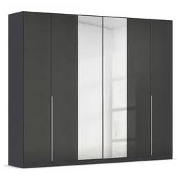 Drehtürenschrank Rauch "Kleiderschrank Schrank Garderobe AGORDO mit Dekor- oder Hochglanzfront" Schränke Gr. B/H/T: 271cm x 229cm x 54cm, 6 St., grau (graumetallic/effektgrau hochglanz) durchdachte Innenausstattung, in 6 Breiten und 2 Höhen MADE IN GERMANY