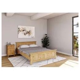 Jugendzimmer-Set Home Affaire "Juventus" Schlafzimmermöbel-Sets Gr. B/H/T: 194cm x 75cm x 208cm, B/H: 140cm x 200cm, beige (natur) Baby Massivholz, bestehend aus Bett und Nachtkommode