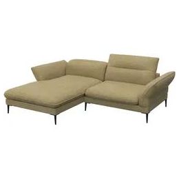 Ecksofa FLEXLUX "Salino, Funktionssofa mit Recamiere, Relaxsofa, Ecksofa" Sofas Gr. B/H/T: 245cm x 88cm x 182cm, Boucle, Recamiere links, gelb (mustard gelb) Sofa mit Arm- und Kopfteil-Verstellungen, Kaltschaum & Stahl-Wellen