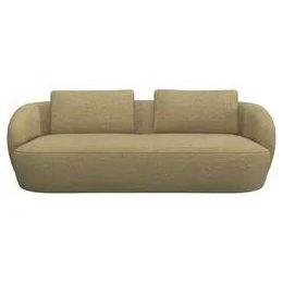 3-Sitzer FLEXLUX "Torino, rund, Couch, Dreisitzer" Sofas Gr. B/H/T: 217cm x 85cm x 102cm, Boucle, gelb (mustard yellow) Modernes, organisches Sofa-Design, Kaltschaum, Wellenunterfederung