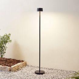 LINDBY LED-Akku-Stehleuchte Isason, schwarz, Alu, Ø 11 cm