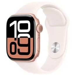 Smartwatch Apple "Watch Series 10 Aluminium" Smartwatches Gr. 42mm, Cellular, M/L, Sport Band, rosegold (rosa, rosegold)