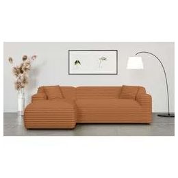 Ecksofa Home Affaire "Lilliana" Sofas Gr. B/H/T: 256cm x 76cm x 160cm, Cord, Recamiere links, orange (terra) L-Form