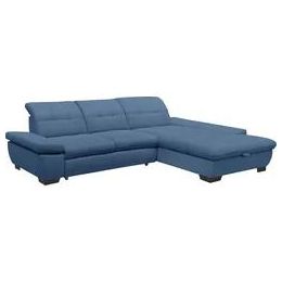 Ecksofa Alina "Salima" Sofas Gr. B/H/T: 297cm x 90cm x 204cm, Chenille TBS, Recamiere rechts, mit Bettfunktion, blau (brillantblau tbs 6) Inklusive Rückenlehnenverstellung