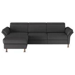 Ecksofa Home Affaire "Calypso L-Form" Sofas Gr. B/H/T: 260cm x 85cm x 172cm, Luxus-Microfaser in Lederoptik, Recamiere links, mit Kopfteilverstellung-mit Armteilfunktion-ohne Bettfunktion-ohne Bettkasten-mit Relaxfunktion im Sofa 2,5- Sitzer-mit Relaxfunktion in der Recamiere, grau (anthrazit) mit motorischen Funktionen im Sofa und Recamiere