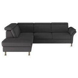 Ecksofa Home Affaire "Calypso L-Form" Sofas Gr. B/H/T: 259cm x 85cm x 227cm, Luxus-Microfaser in Lederoptik, Ottomane links, ohne Kopfteilverstellung-ohne Armteilfunktion-ohne Bettfunktion-ohne Stauraum-ohne Relaxfunktion im Sofa 2,5- Sitzer, grau (anthrazit) mit Relaxfunktion motorisch im Sofa 2,5- Sitzer