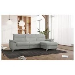 Sit & More Ecksofa SIT & MORE "Astoria L-Form" Sofas Gr. B/H/T: 260cm x 91cm x 175cm, Flachgewebe, Recamiere rechts, mit Kopfteilverstellung-mit Armlehnfunktion-mit Relaxfunktion motorisch im Sofa 2,5-sitzig-mit Relaxfunktion motorisch in Recamiere, grau (hellgrau) wahlweise mit motorischer Relaxfunktion