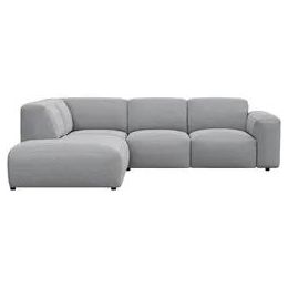 Ecksofa FLEXLUX "Lucera, super bequem durch hochwertigen Sitzaufbau mit Kaltschaum" Sofas Gr. B/H/T: 256cm x 73cm x 231cm, Chenille, Ottomane rechts, grau (sophisto grau) modern & anschmiegsam, L-Form, Designsofa