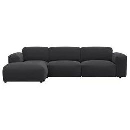 Ecksofa FLEXLUX "Lucera bequem und komfortabel durch hochwertigen Sitzaufbau, L.Form" Sofas Gr. B/H/T: 284cm x 73cm x 171cm, Lederoptik, Chaiselongue links, schwarz (gorilla black) modern & anschmiegsam, Kaltschaum, Stahl-Wellenunterfederung