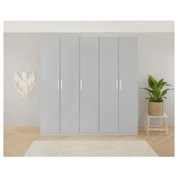 Drehtürenschrank Rauch "Kleiderschrank Schrank Garderobe KOLUNA mit Dekor-Front" Schränke Gr. B/H/T: 226cm x 229cm x 54cm, 5 St., grau (seidengrau) inkl. 2 Innenschubladen sowie extra Einlegeböden MADE IN GERMANY