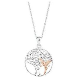 Kette mit Anhänger Amor "Baum des Lebens Fee, 2020560" Halsketten Gr. Silber 925 (Sterlingsilber), L: 45cm, rosegold (silberfarben-roségoldfarben) Damen