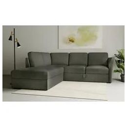 Ecksofa Home Affaire "Lavars, L-Form, Schlafsofa" Sofas Gr. B/H/T: 241 cm x 90 cm x 226 cm, Webstoff, Ottomane links, grün (khaki) mit Bettfunktion und Stauraum, in zwei verschiedenen Bezugsqualitäten