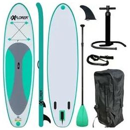 SUP-Board EXPLORER "EXPLORER SUP 300" Wassersportboards Gr. 300 x 76 x 15 300 cm, blau (türkis, weiß)