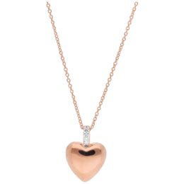 Kette mit Anhänger Smart Jewel "Anhänger Herz Zirkonia, rosé vergoldet, Silber 925" Halsketten Gr. 47 cm, Silber 925 (Sterlingsilber), rosegold (rosé vergoldet) Damen