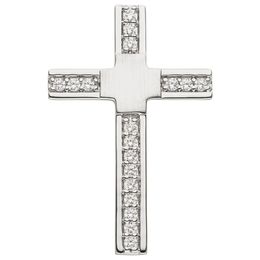 Kreuz-Anhänger Jobo "Anhänger Kreuz" Schmuckanhänger Gr. Silber 925 (Sterlingsilber), silberfarben (silber 925, weiß) Damen 925 Silber mit 18 Zirkonia