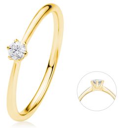 Diamantring Vivance "0.1 ct Diamant Brillant Ring aus 585 Gelbgold" Fingerringe Gr. 48, Gelbgold 585-Diamanten, goldfarben (gold) Damen Gold Schmuck