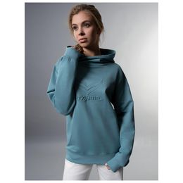 Kapuzensweatshirt TRIGEMA "TRIGEMA Kapuzenpullover mit großem 3D-Motiv" Gr. XXL, grün (seegras) Damen Sweatshirts