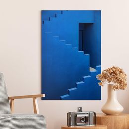 Bilderwelten Leinwandbild Stadt modern Kunstdruck blau - Blaue Architektur - Architektur XXL Wohnzimmer Schlafzimmer
