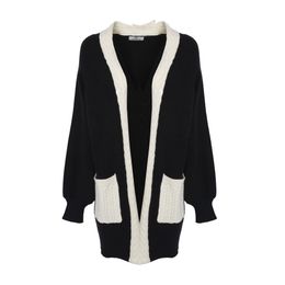 Influencer Strickjacke Damen Gr&ouml;&szlig;e L schwarz / offwhite