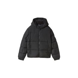 Tom Tailor Jungen Pufferjacke mit abnehmbarer Kapuze, schwarz, Uni, Gr. 140