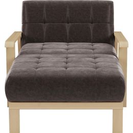 Sit & More Recamiere SIT & MORE "Billund", grau (anthrazit), B:109cm H:88cm T:185cm, 100% Polyester, Sofas, Armlehnen aus Buchenholz in natur, verschiedene Bezüge und Farben