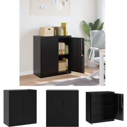 Aktenschrank Schwarz 79x40x90 cm Stahl - Aktenschränke - Schwarz - The Living Store