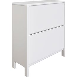 Schuhschrank Home Affaire "Luven", weiß, B:82cm H:92cm T:34cm, Massivholz, Schränke, zertifiziertes Massivholz, mit 2 Klappen