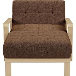 Sit & More Recamiere SIT & MORE "Billund", rosa (kupfer), B:109cm H:88cm T:185cm, 100% Polyester, Sofas, Armlehnen aus Buchenholz in natur, verschiedene Bezüge und Farben