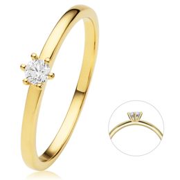 Diamantring Vivance "0.1 ct Diamant Brillant Ring aus 750 Gelbgold" Fingerringe Gr. 50, Gelbgold 750-Diamanten, goldfarben (gold) Damen Gold Schmuck