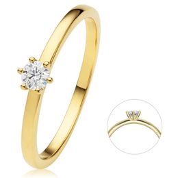 Diamantring Vivance "0.15 ct Diamant Brillant Ring aus 750 Gelbgold" Fingerringe Gr. 50, Gelbgold 750-Diamanten, goldfarben (gold) Damen Gold Schmuck