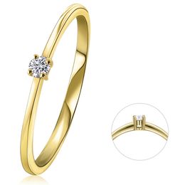 Diamantring Vivance "0,05 ct Diamant Brillant Ring aus 585 Gelbgold" Fingerringe Gr. 48, mit Diamant, Gelbgold 585-Diamanten, goldfarben (gold) Damen Gold Schmuck